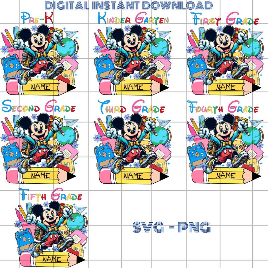 Mickey School Svg, Cute School Clipart, Back to School, Minnie School ...