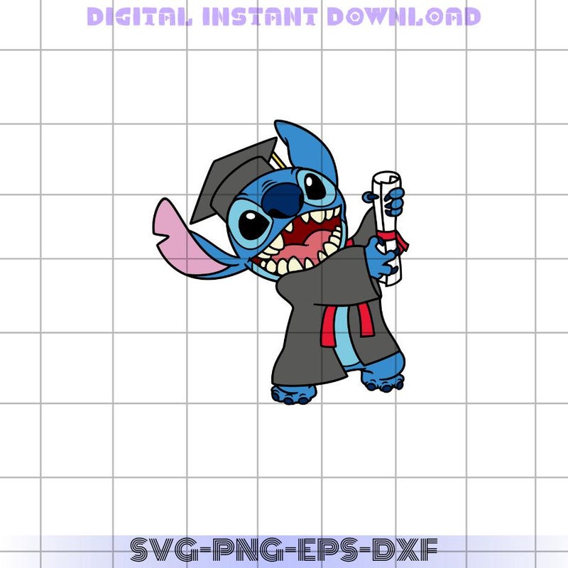 Stitch Graduation Svg - Etsy