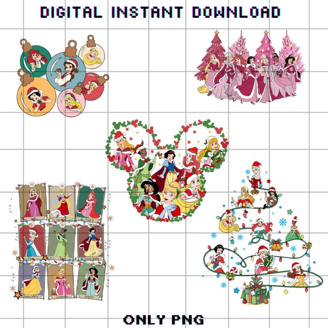 Princess Christmas Clipart. Princesses on Christmas.watercolor ...