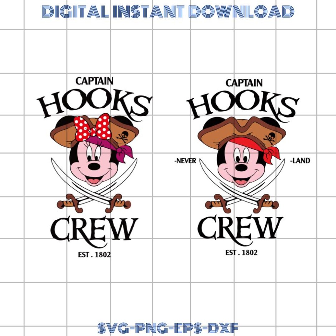 Captain Hooks Crew Svg Bundle, Mouse and Friends Pirates Digital File ...