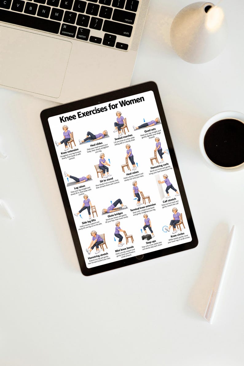 Knee Exercises for Seniors Printable, Senior Knee Pain Relief Workout ...