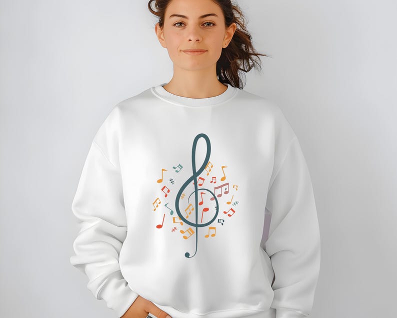 Music Notes Hoodie, Treble Clef Crewneck, Music Lover Gift - Etsy