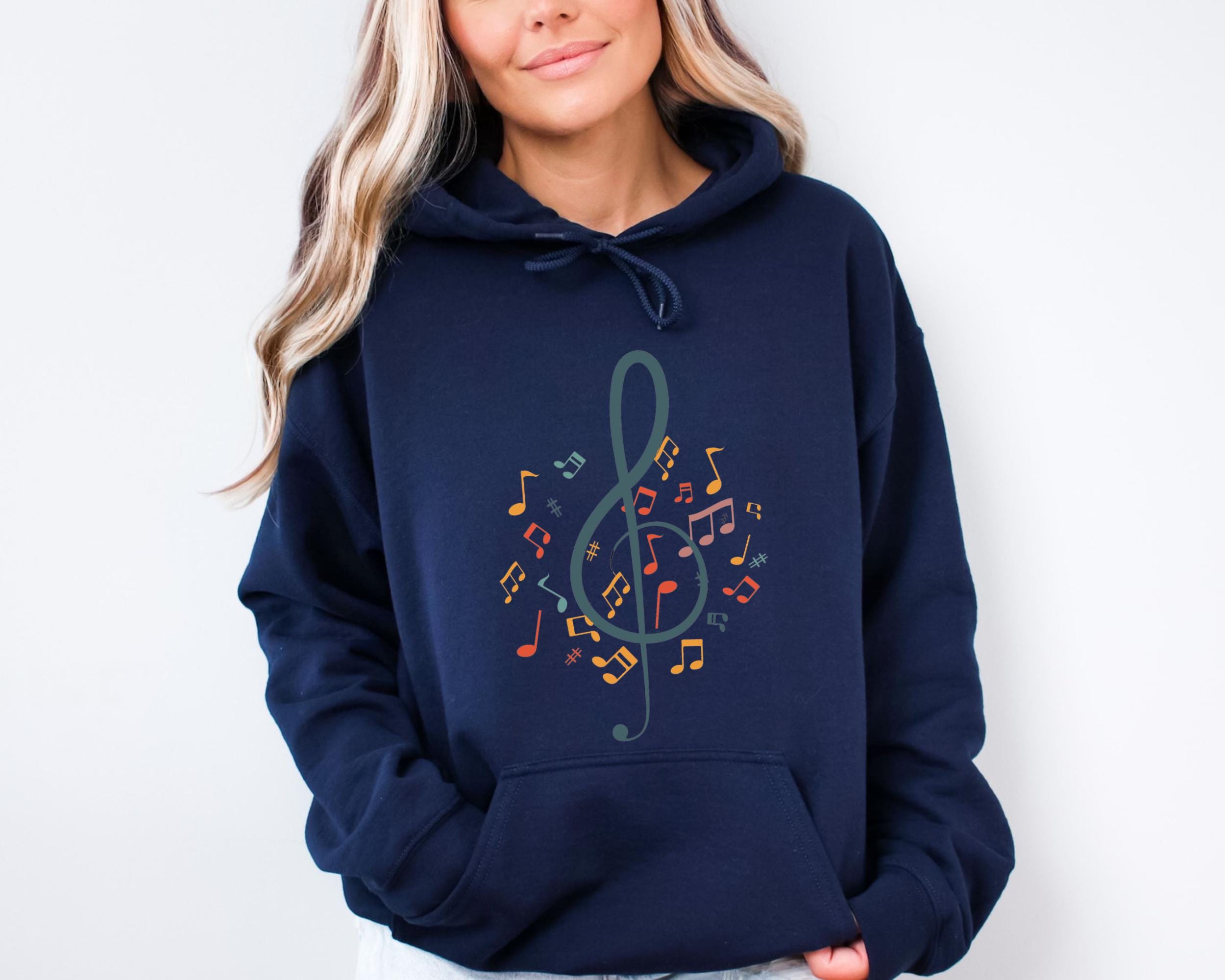 Music Notes Hoodie, Treble Clef Crewneck, Music Lover Gift - Etsy