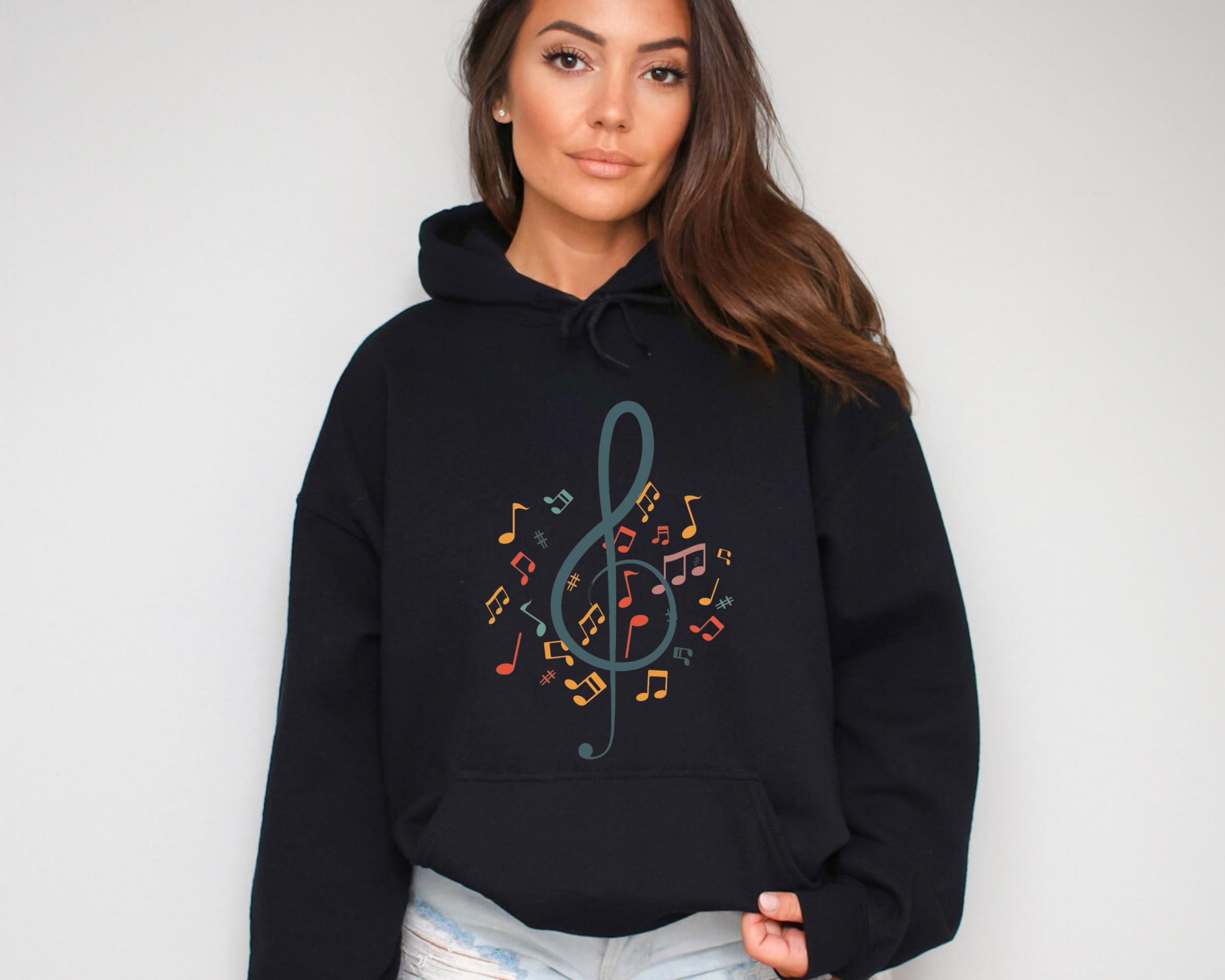 Music Notes Hoodie, Treble Clef Crewneck, Music Lover Gift - Etsy
