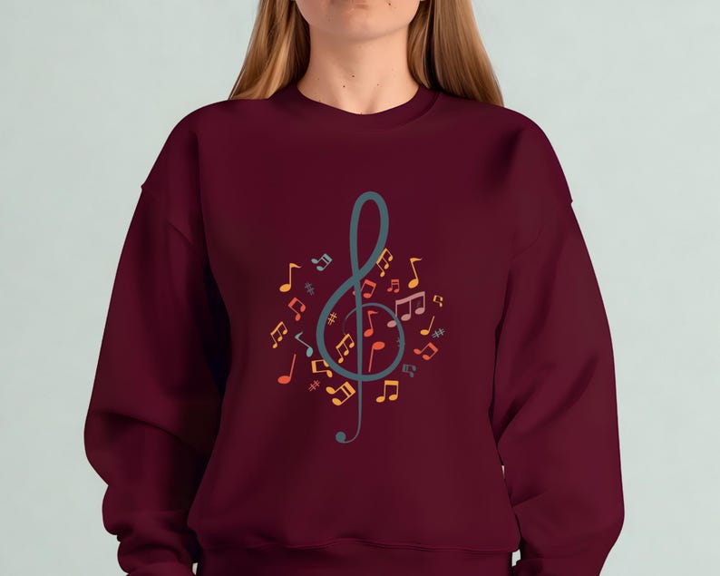 Music Notes Hoodie, Treble Clef Crewneck, Music Lover Gift - Etsy