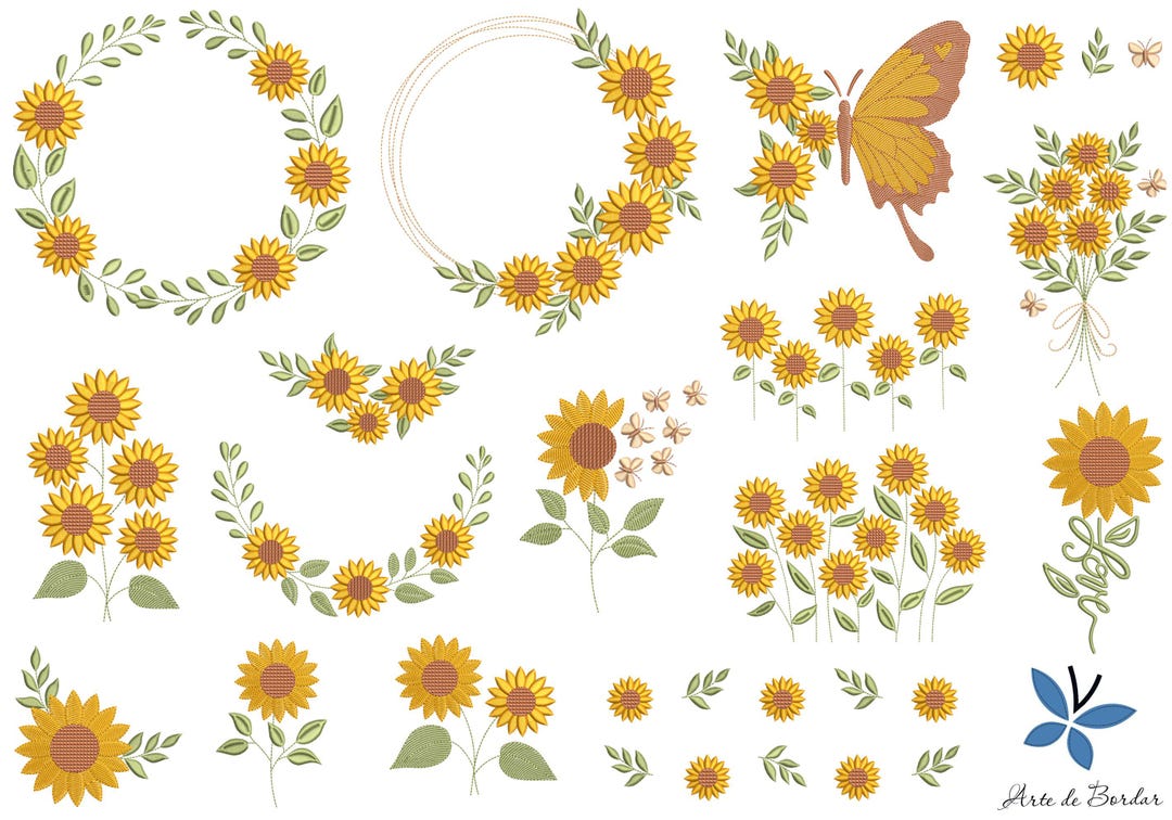 Embroidery Design Sunflower 006 - Etsy