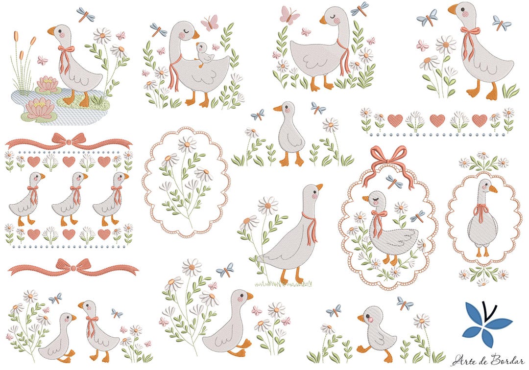 Embroidery Design Ducklings 012 - Etsy