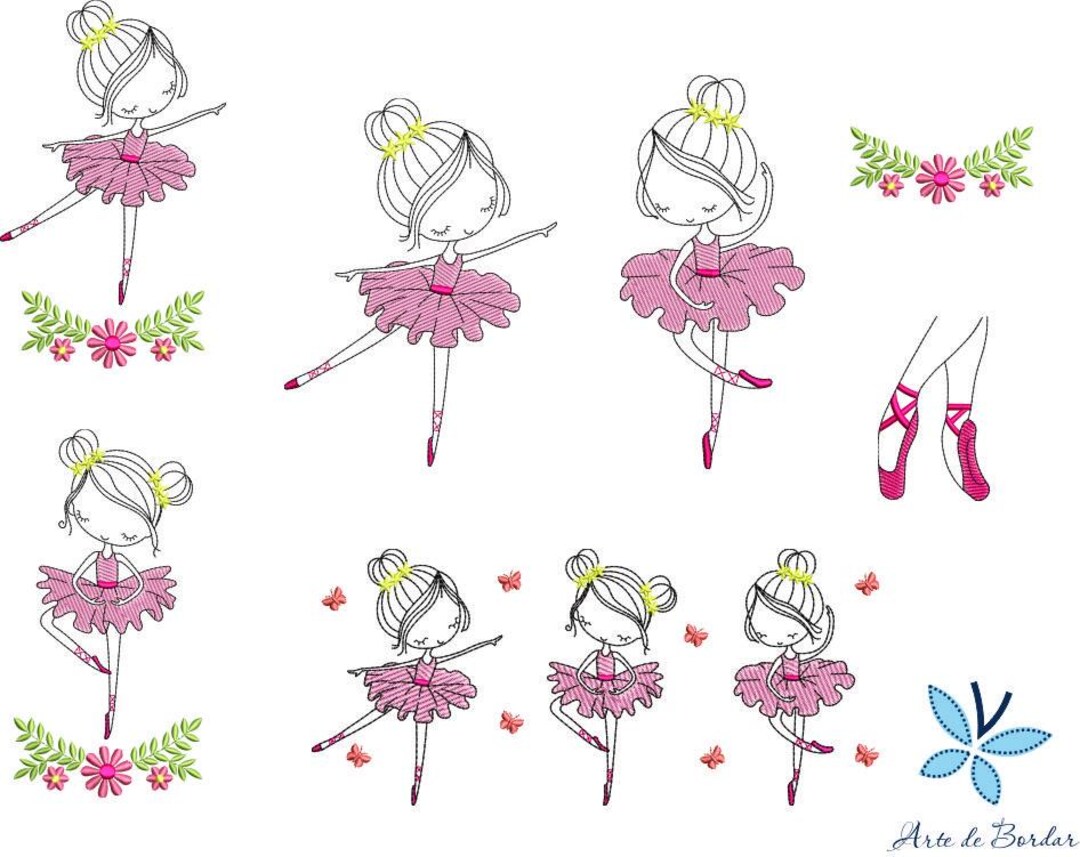Embroidery Design Ballerinas Collection 015 - Etsy