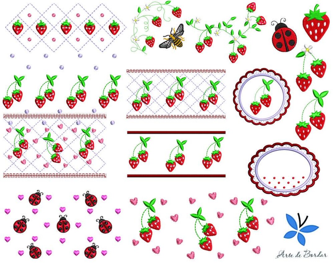 Embroidery Design Strawberry 003 - Etsy