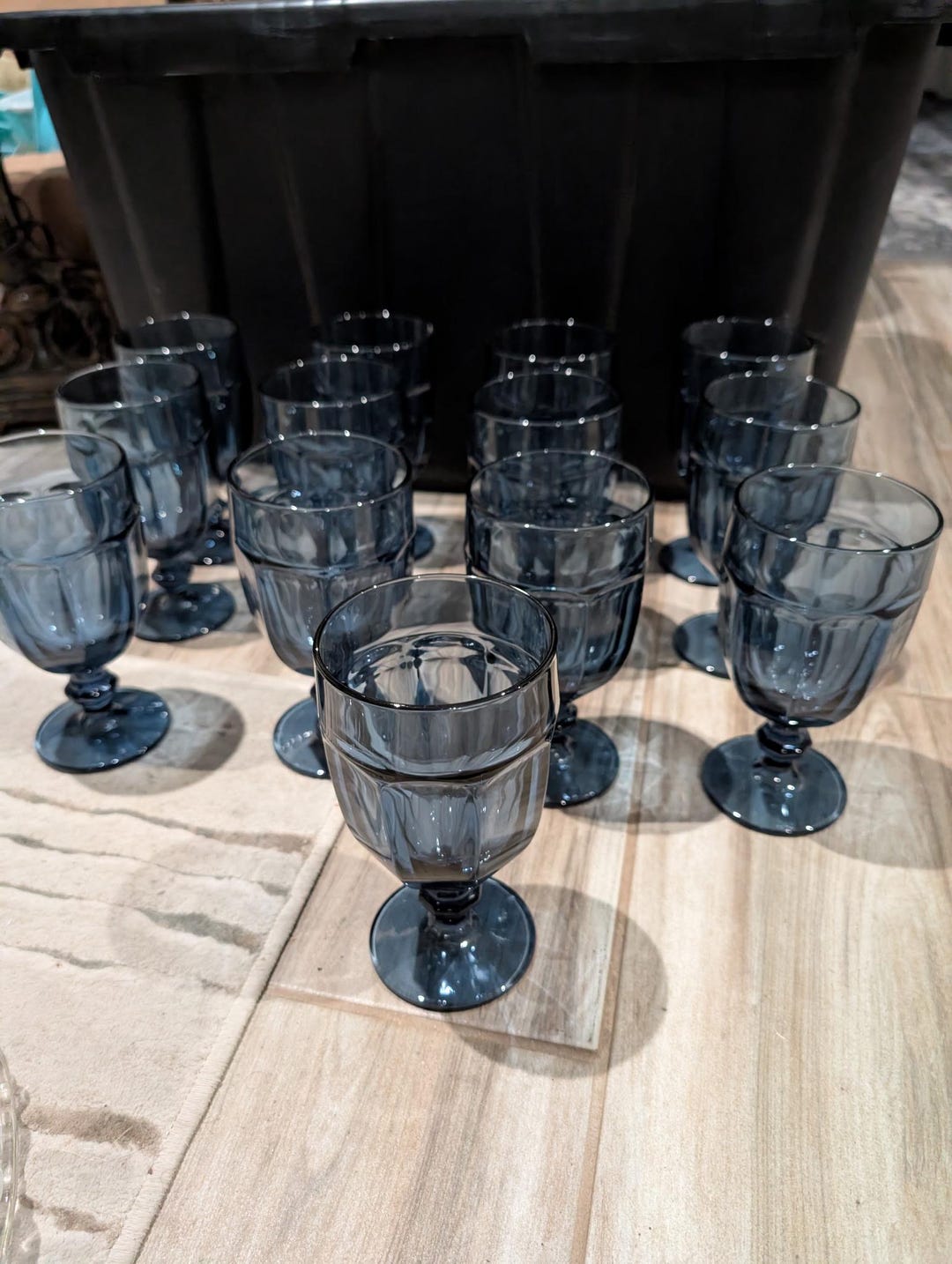 Set of 4 Vintage Libbey Duratuff Footed Iced Tea Glassesdusky Blue ...
