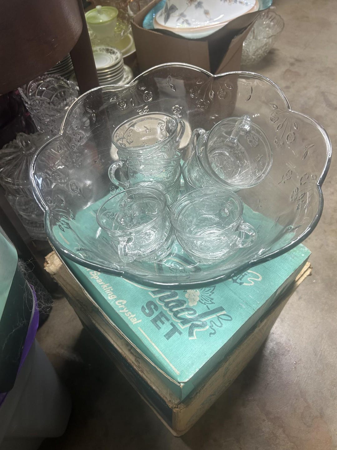 Vintage 1960's Anchor Hocking Savannah Punch Bowl Set - Etsy