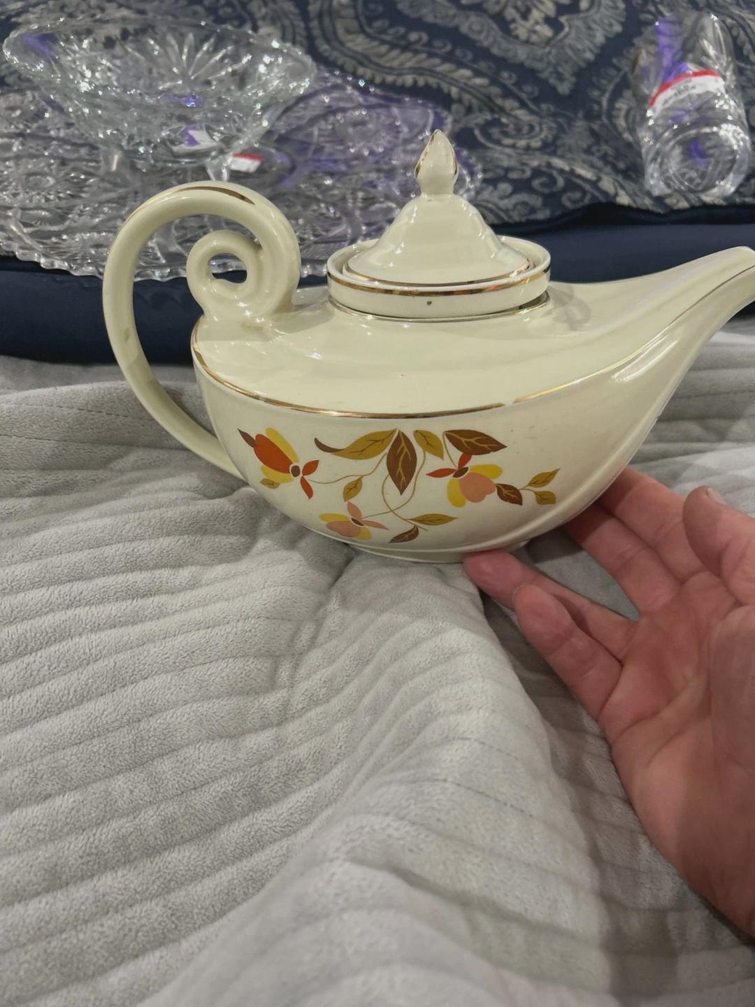 Vintage Hall Superior Autumn Leaf Jewel Tea Aladdin Teapot 3 Piece Lid ...