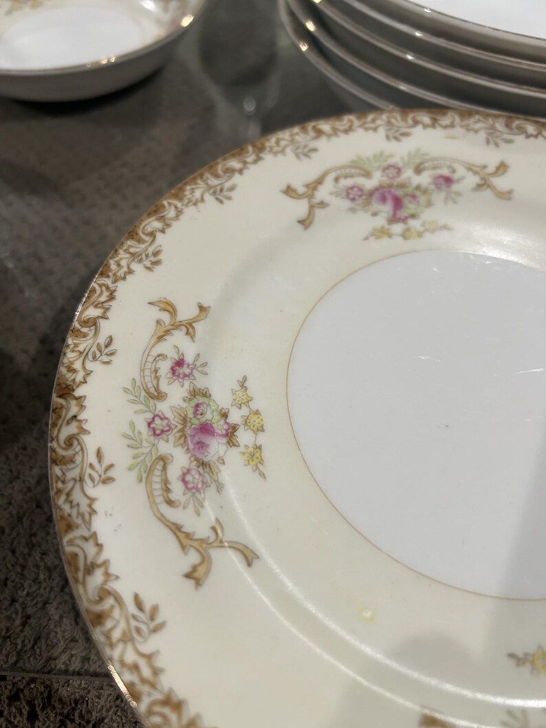 Vintage Crescent China Set: Floral Gold Trim, Made in Occupied Japan - Etsy