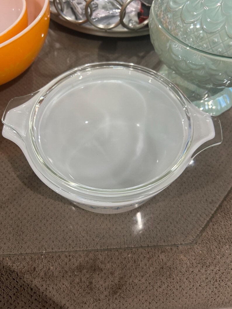 Vintage Pyrex Snowflake Blue Garland Cinderella Casserole With Lid 474 ...