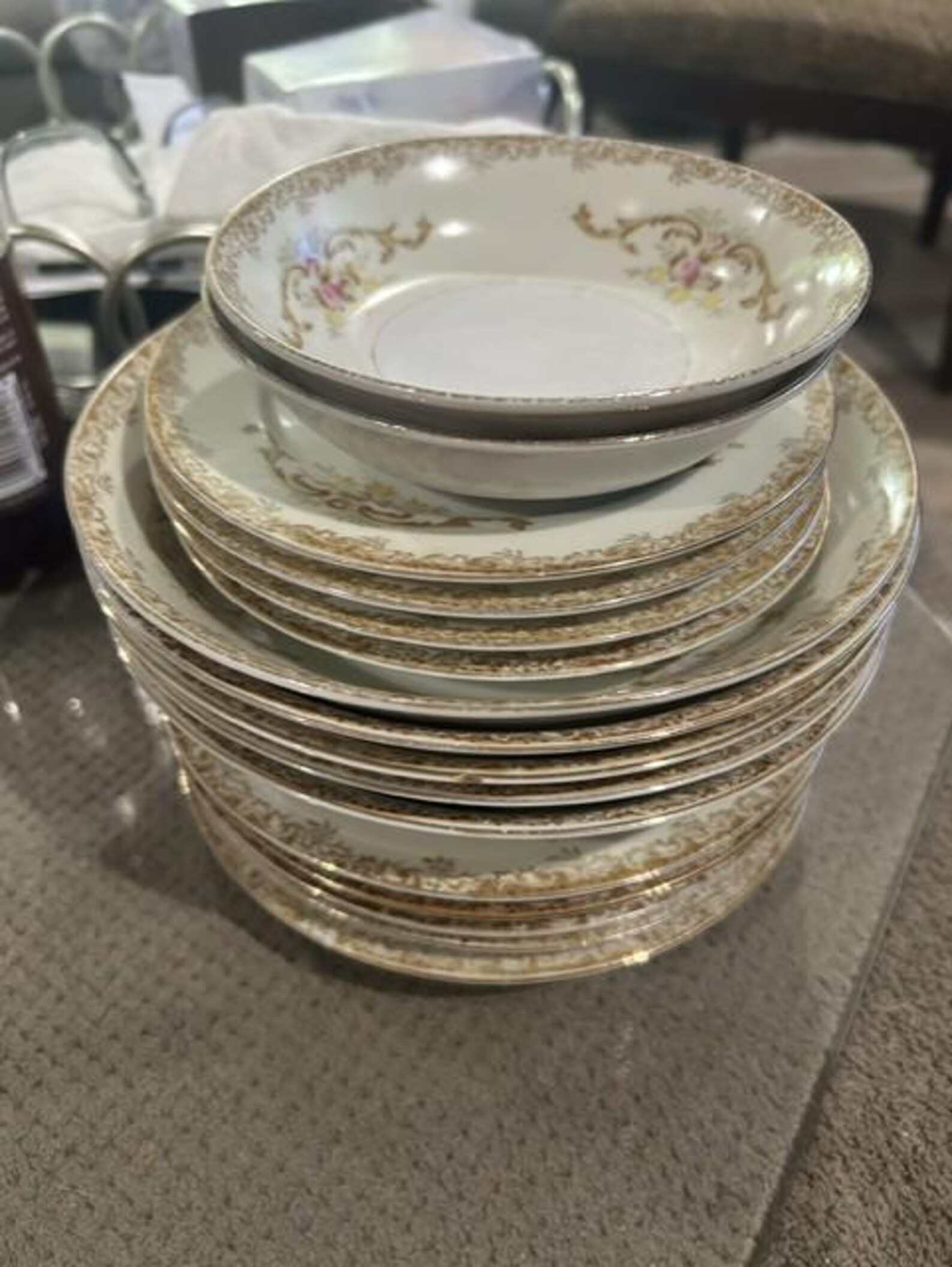 Vintage Crescent China Set: Floral Gold Trim, Made in Occupied Japan - Etsy