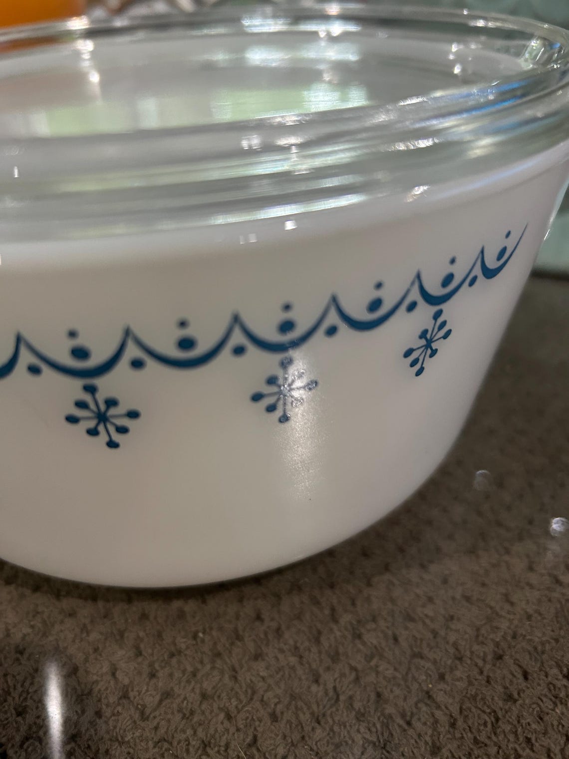 Vintage Pyrex Snowflake Blue Garland Cinderella Casserole With Lid 474 ...