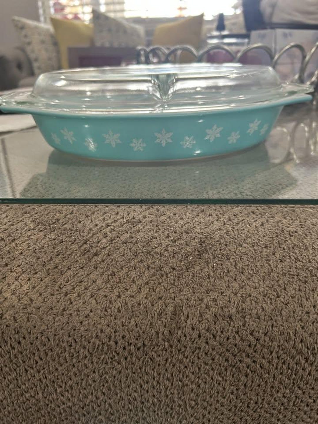 Vintage MCM Pyrex Split Divided Dish Casserole With Snowflakes - Etsy