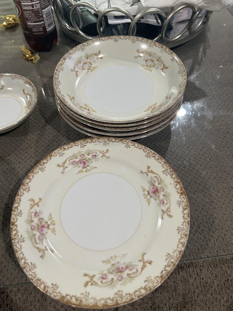 Vintage Crescent China Set: Floral Gold Trim, Made in Occupied Japan - Etsy