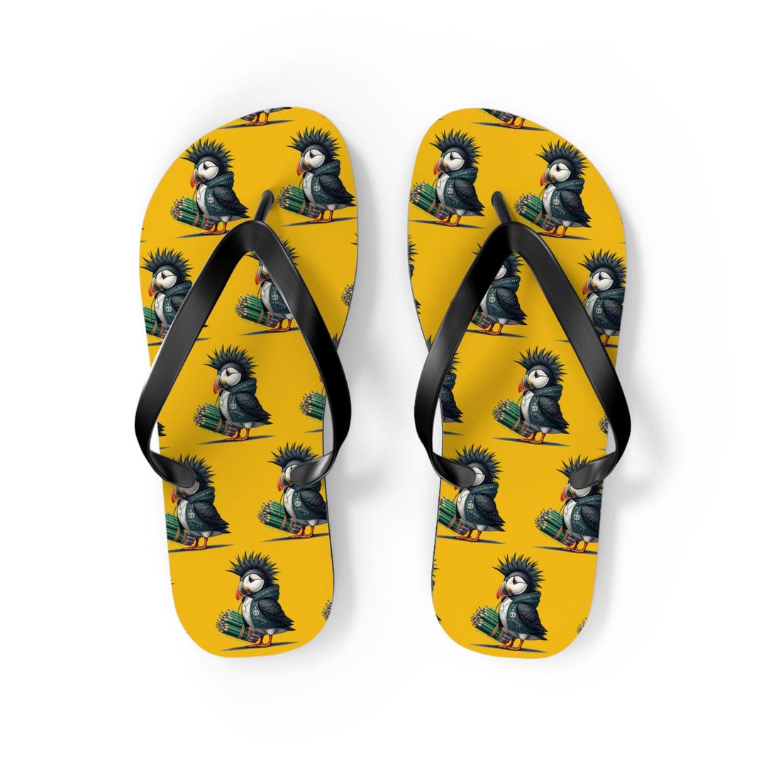 Punk Puffin Flip Flops: Alliterative Animals Design Series - Etsy
