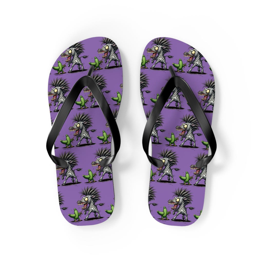 Zombie Zebra Flip Flops: Fun Summer Sandals - Etsy