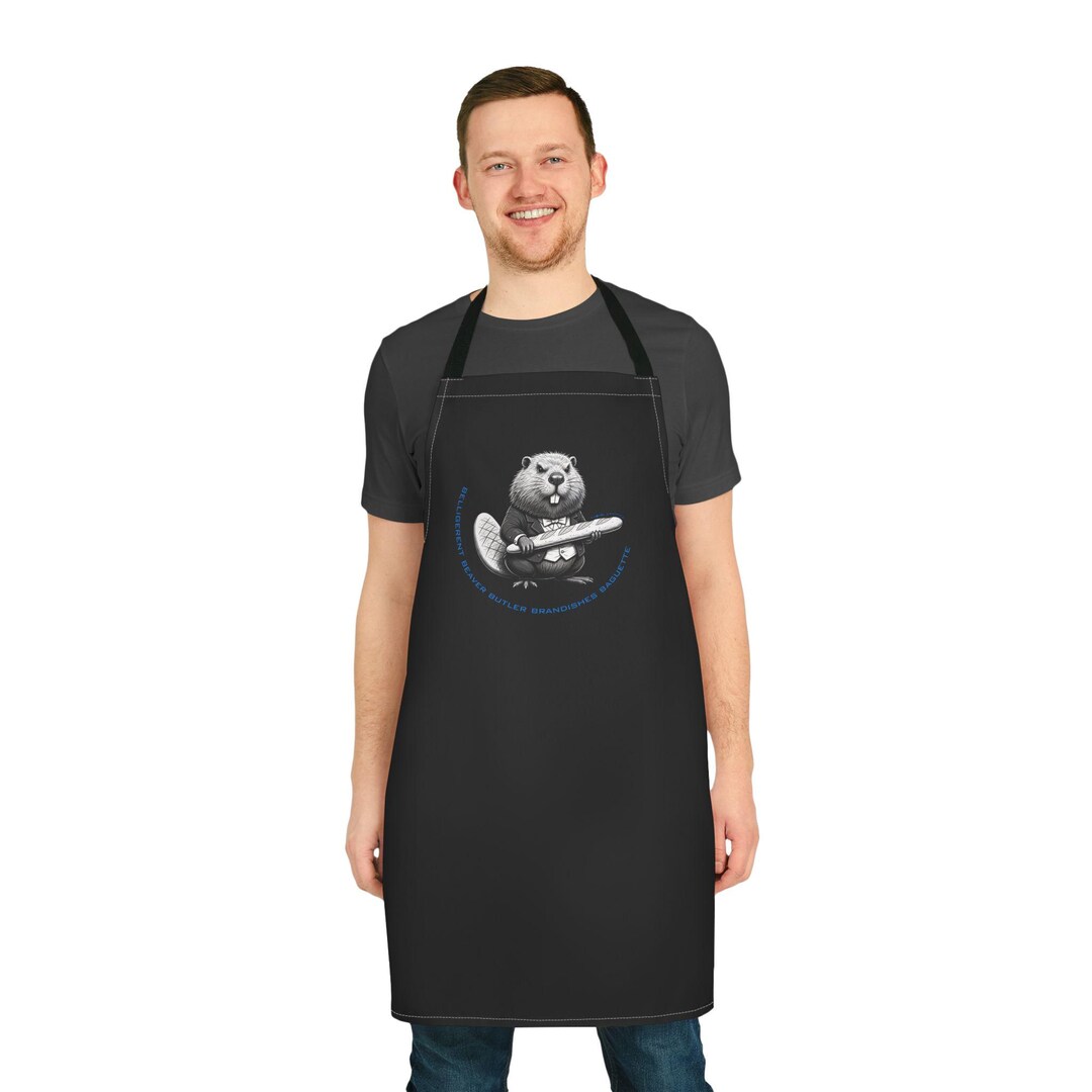 Beaver Butler Cotton Kitchen Apron: Alliterative Animals Design Series ...