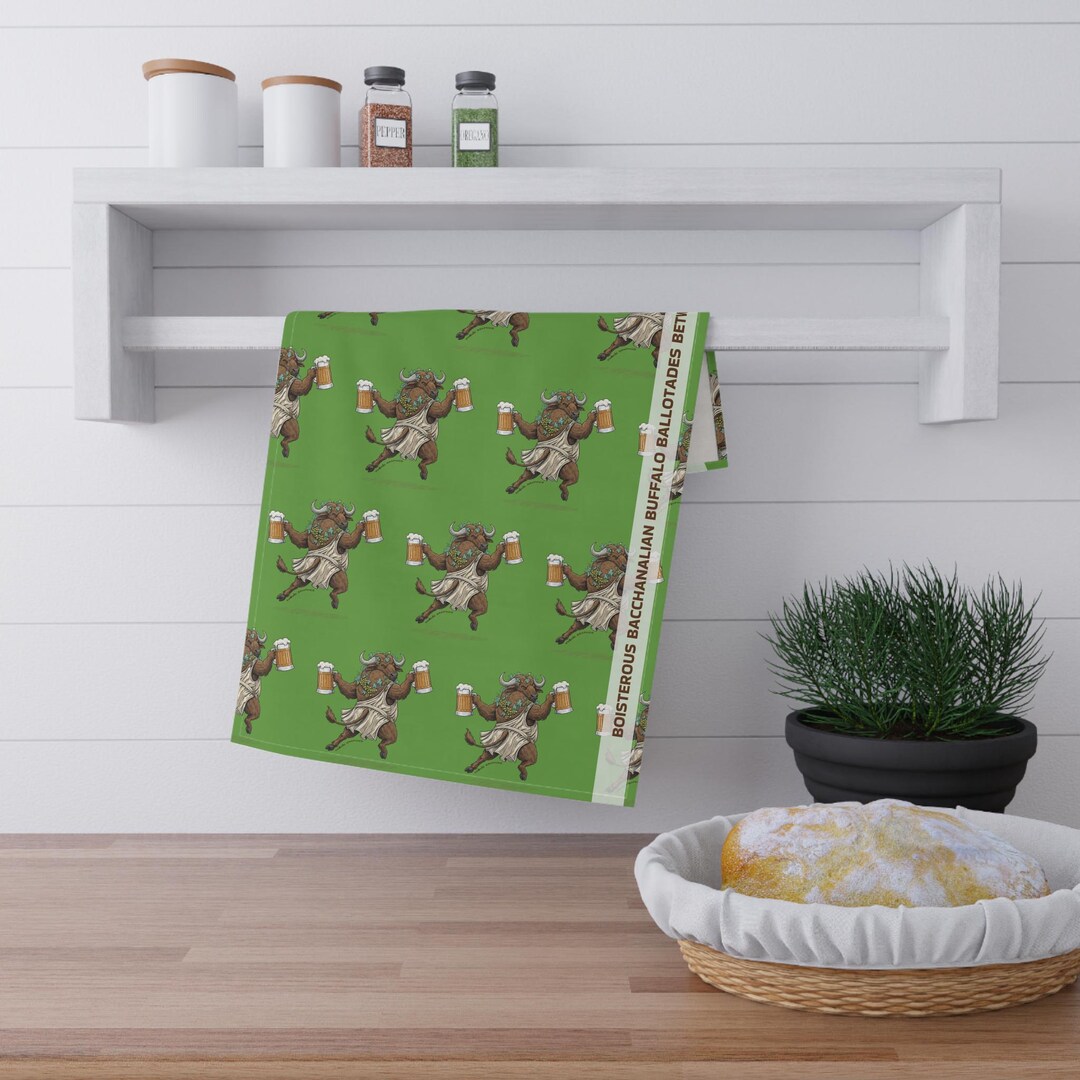 Boisterous Buffalo Tea Towel: Alliteration Kitchen Decor - Etsy