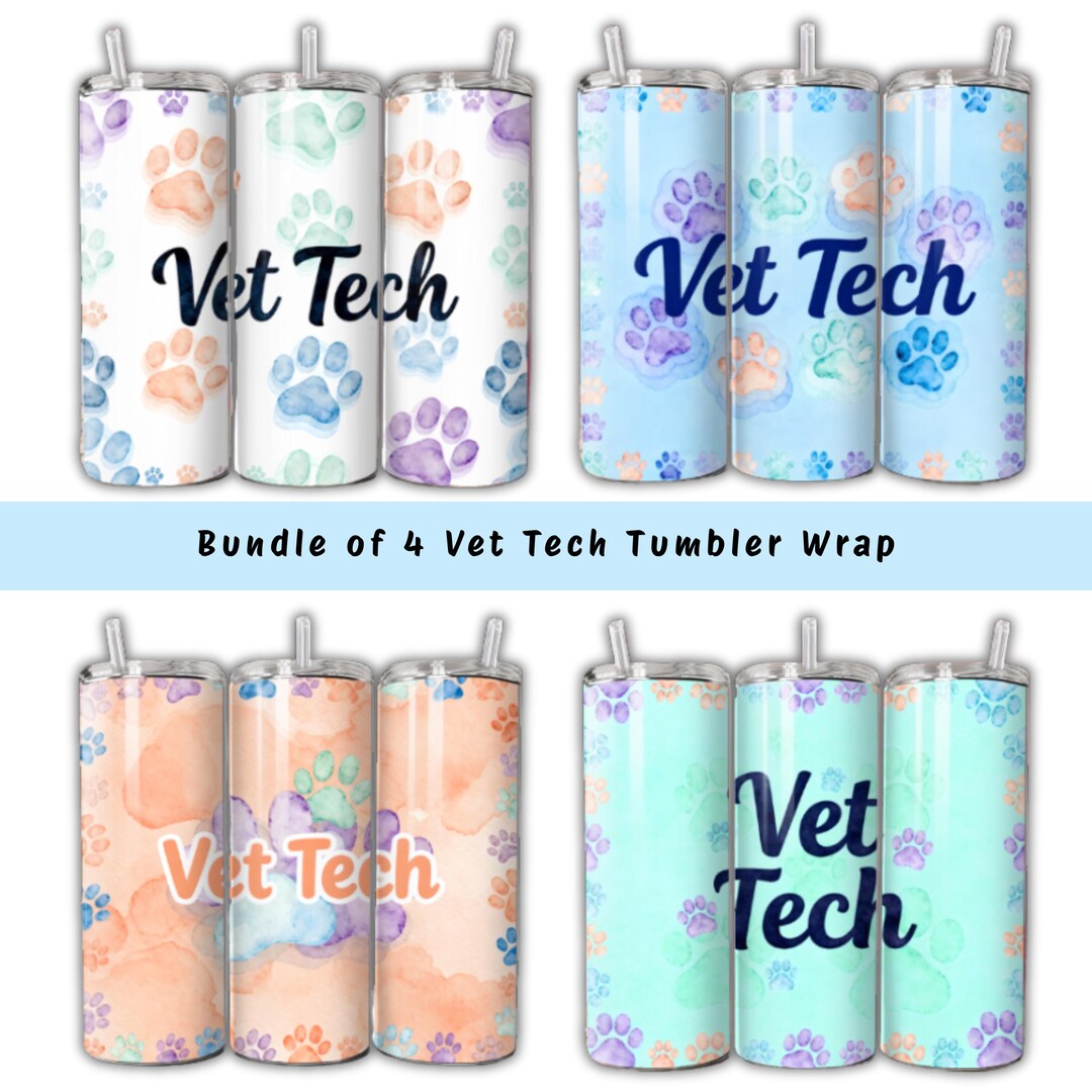Bundle of 4 Vet Tech Tumbler Wrap, Veterinary 20 Oz Skinny Tumbler ...