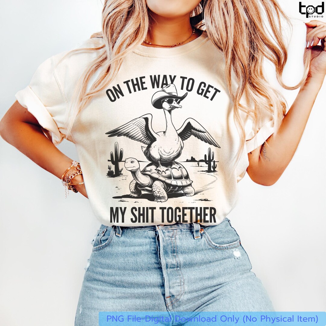 Cowboy Goose PNG, Funny Goose Clipart, Turtle Ride Design, Vintage Wild ...