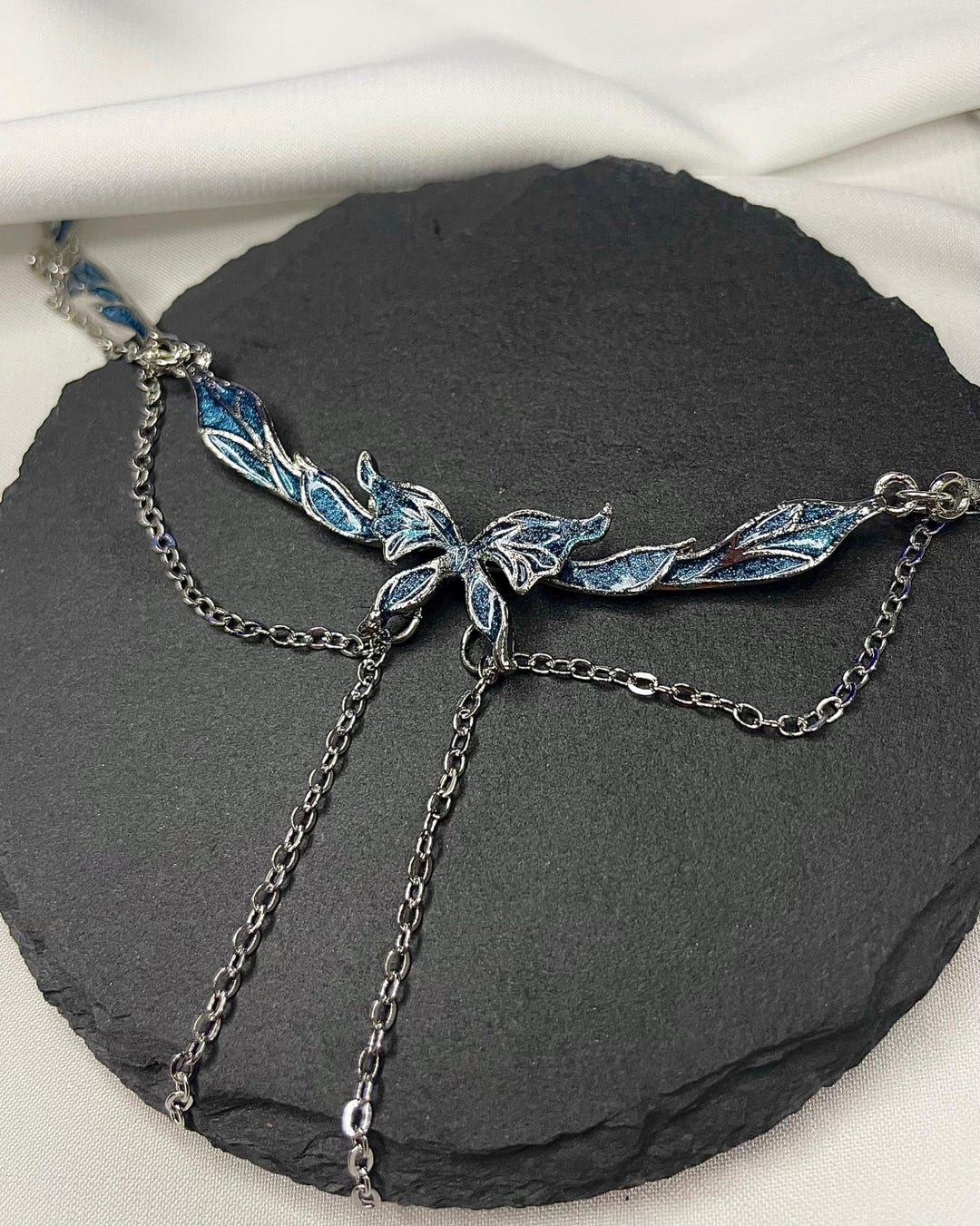 Y2K Blue Butterfly Necklace - Fairycore Aesthetic Whimsy Layered ...