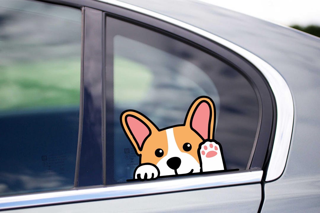 Cute Hi Corgi Peeking Peek Peekabo Peekers Bumper Window Vinyl Decal ...