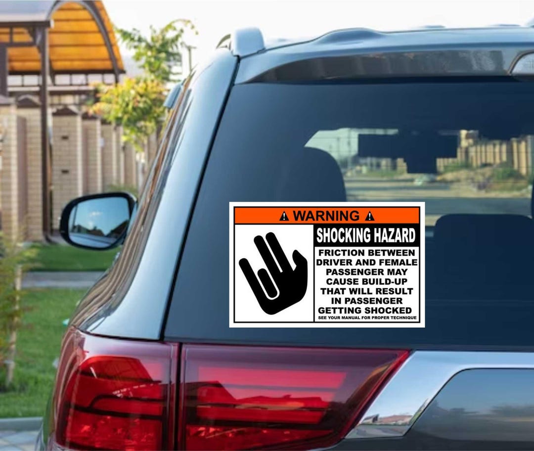 Funny Shocking Hazard Warning Label Shocker Decal Car Bumper Sticker ...