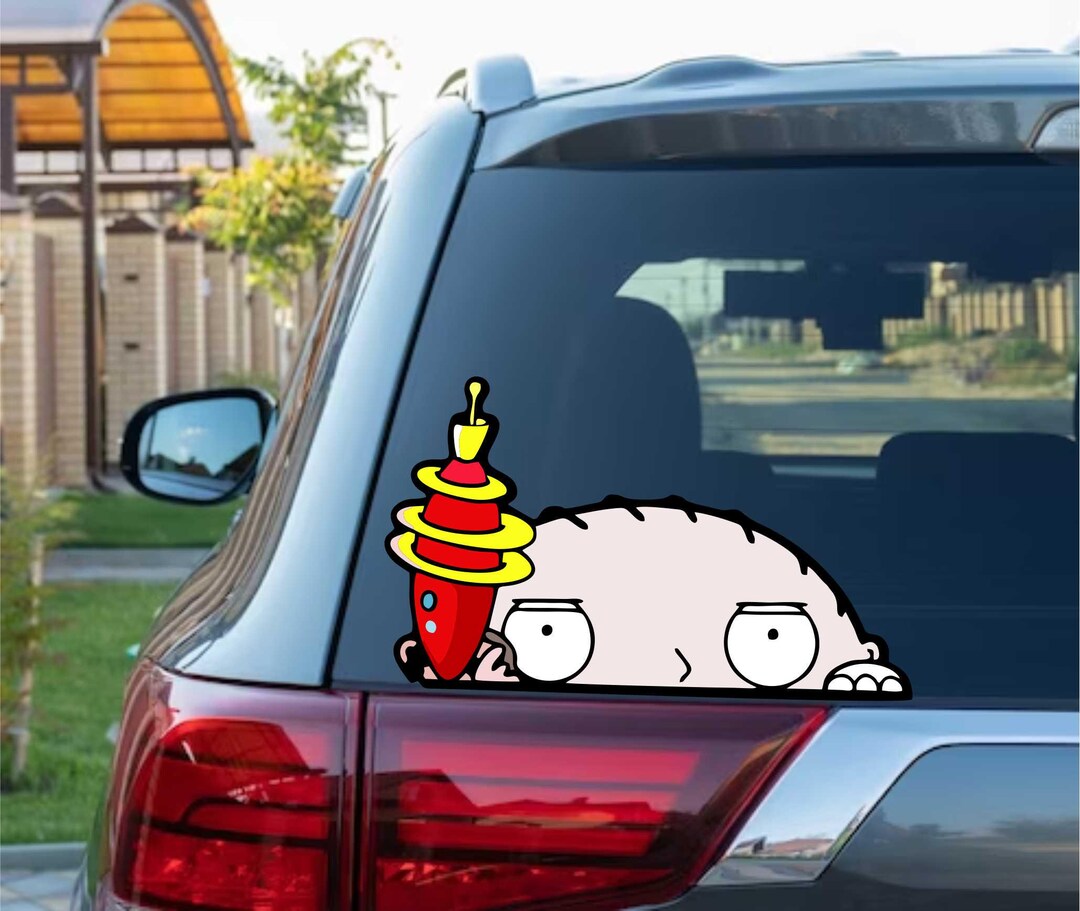 Stewie With a Toy Gun Peeking Peek Peekabo Bumper Window Vinyl Decal ...