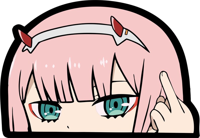 Zero Two Middle Finger Meme Peeking Peek Peekabo Peekers Bumper Window ...