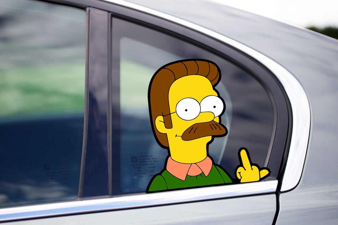 Ned Flanders Finger Meme Peeking Peek Peekabo Peekers Bumper Window ...