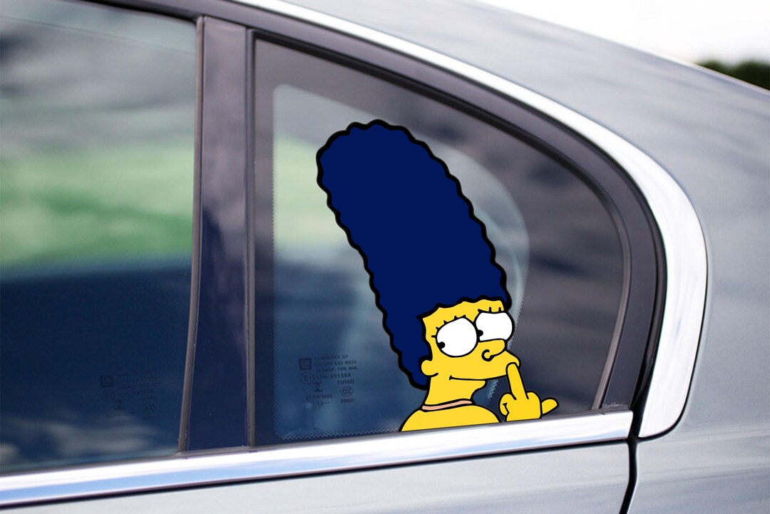 Marge Simpson Middle Finger Peeking Peek Peekabo Peekers Bumper Window ...
