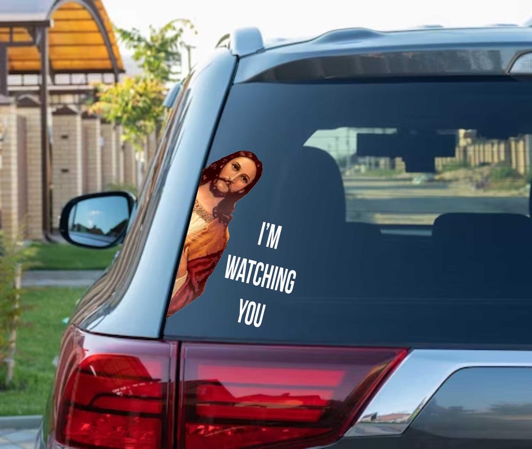 Jesus I'm Watching You Peeking Peek Peekabo Bumper Window Vinyl Decal ...