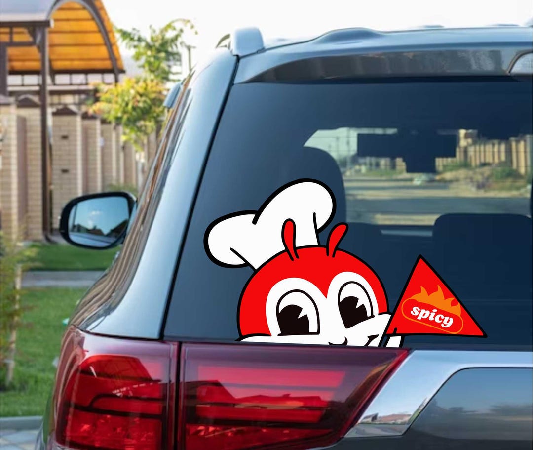 Filipino Jollibee Peeking Spicy Love Decal Cartoon Fast Food Sticker ...