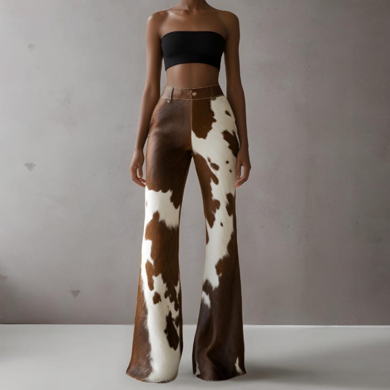 Black Cowprint Pants - Etsy