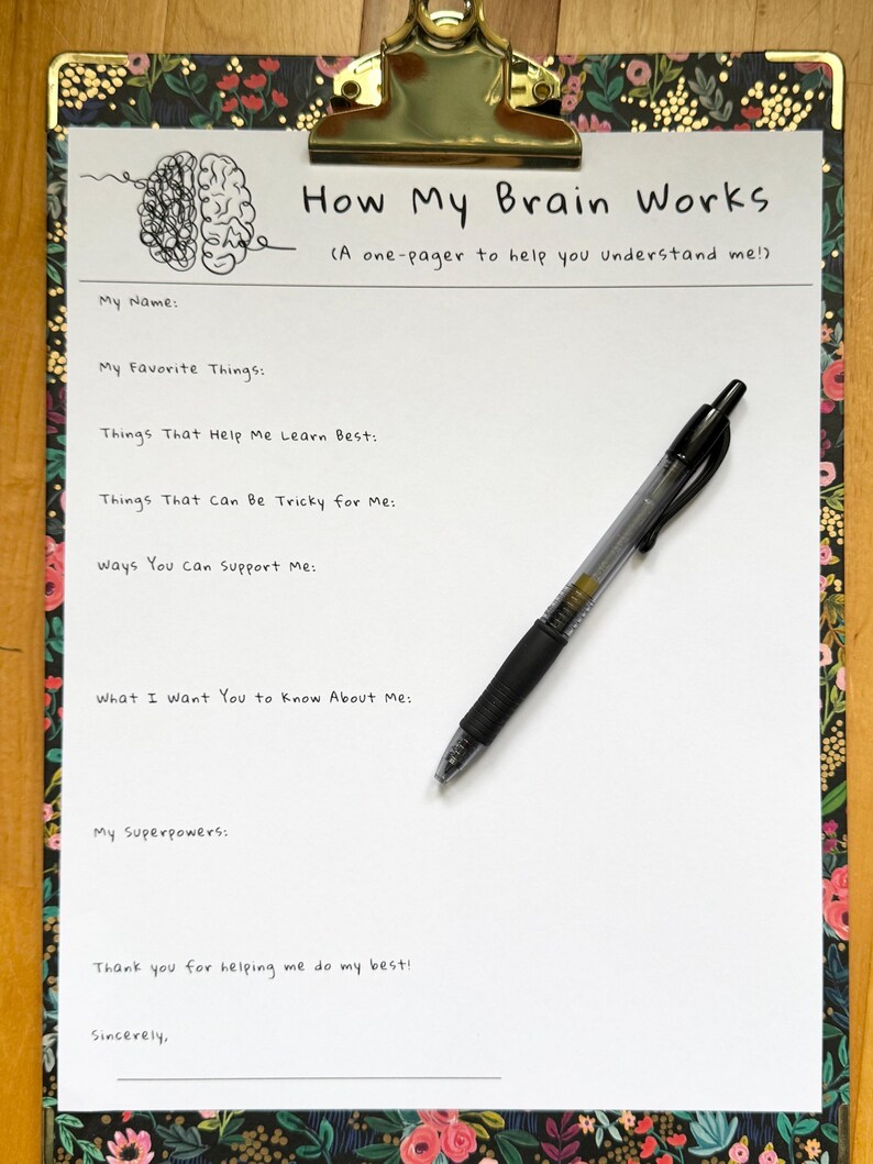 How My Brain Works One-pager – Printable Neurodivergent-affirming ...