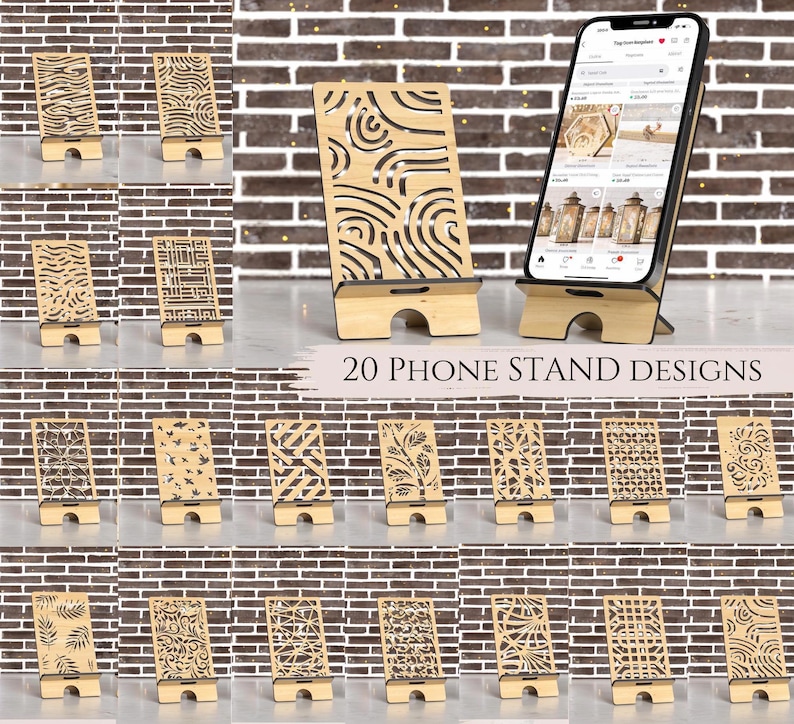 Bundle of 20 Wooden Phone Stand - Laser Cut Mobile Holder With ...