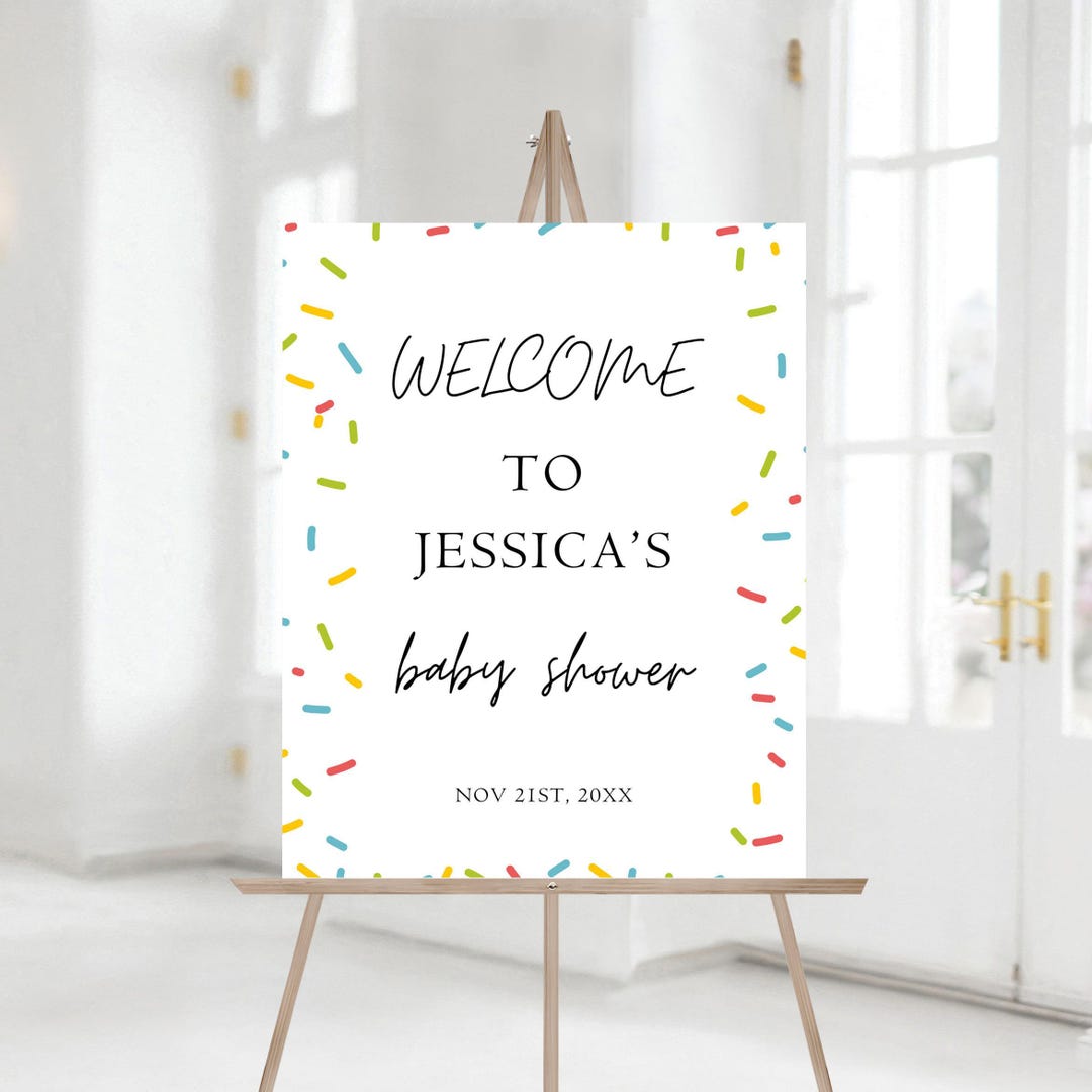 Editable Sprinkle Baby Shower Welcome Sign, Printable Sprinkle Baby ...