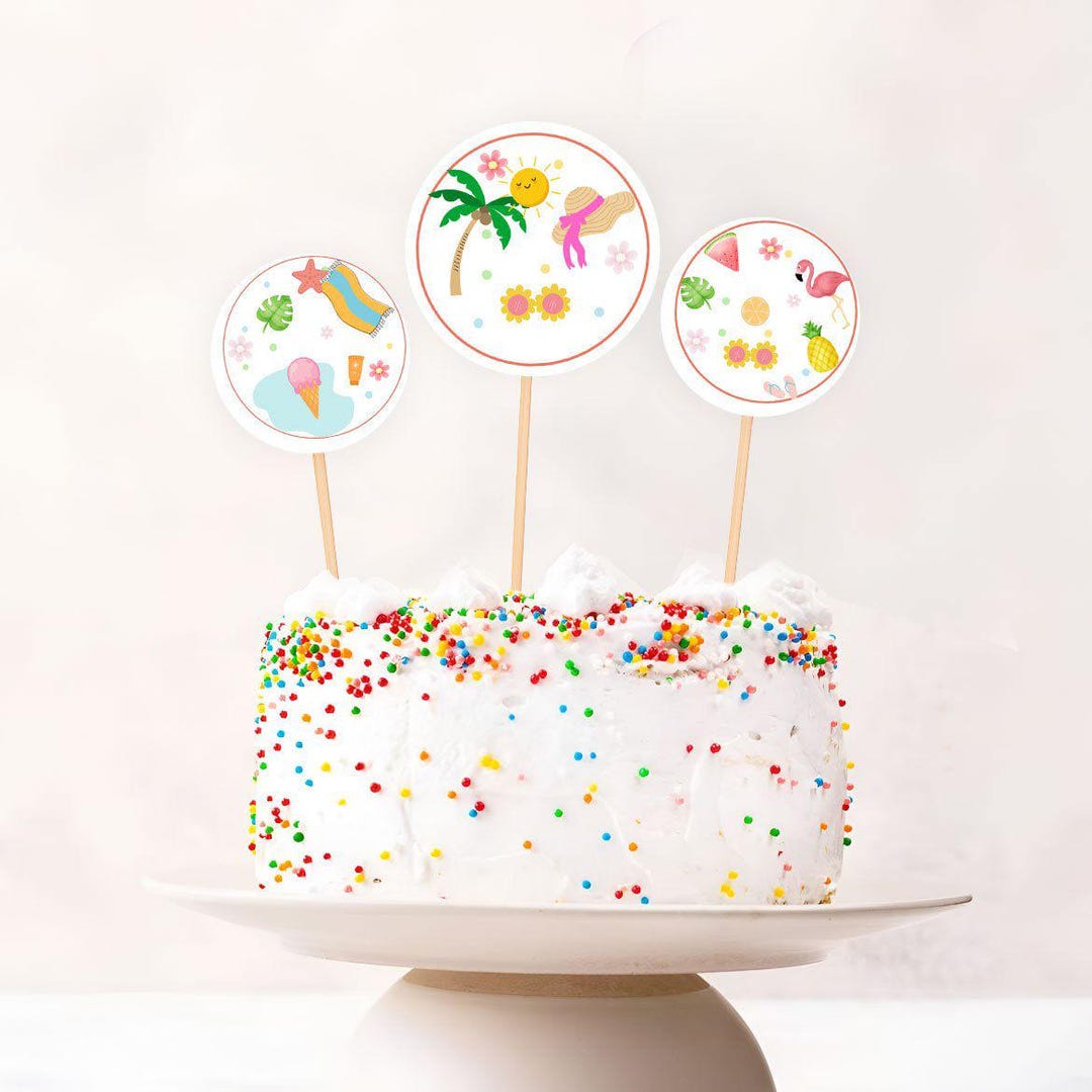 Printable Splish Splash Birthday Cake Topper Pool Party Girl Summer ...