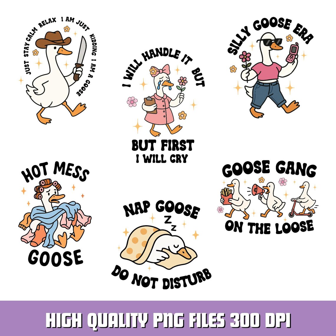 Funny Goose Svg PNG Bundle, Snarky Goose Retro Humor SVG, Sassy Silly ...