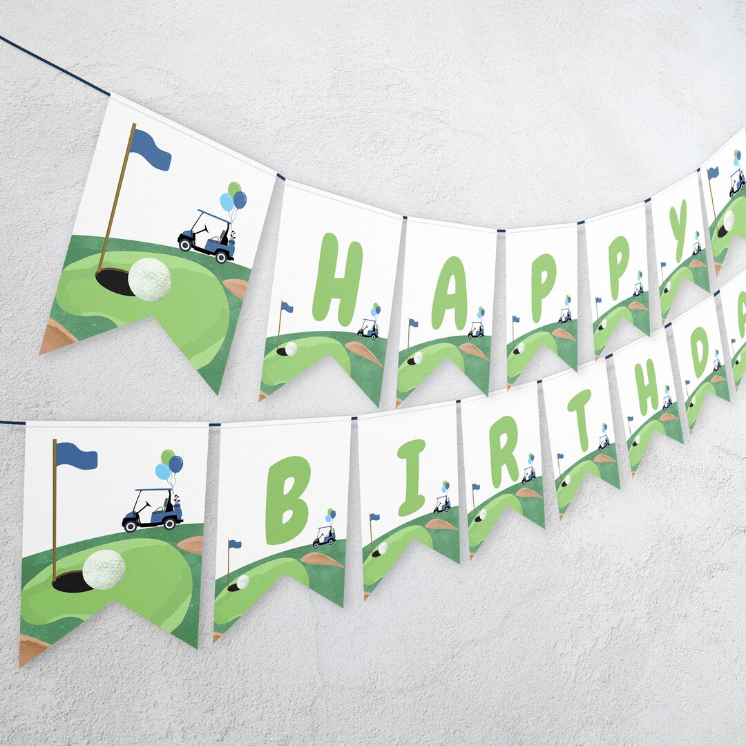 Editable Hole in One Birthday Banner Monthly Photo Banner Golf 1st ...