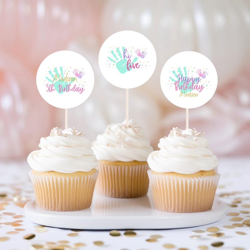 Editable High Five Birthday Cake Topper, High Five Template Cupcake ...