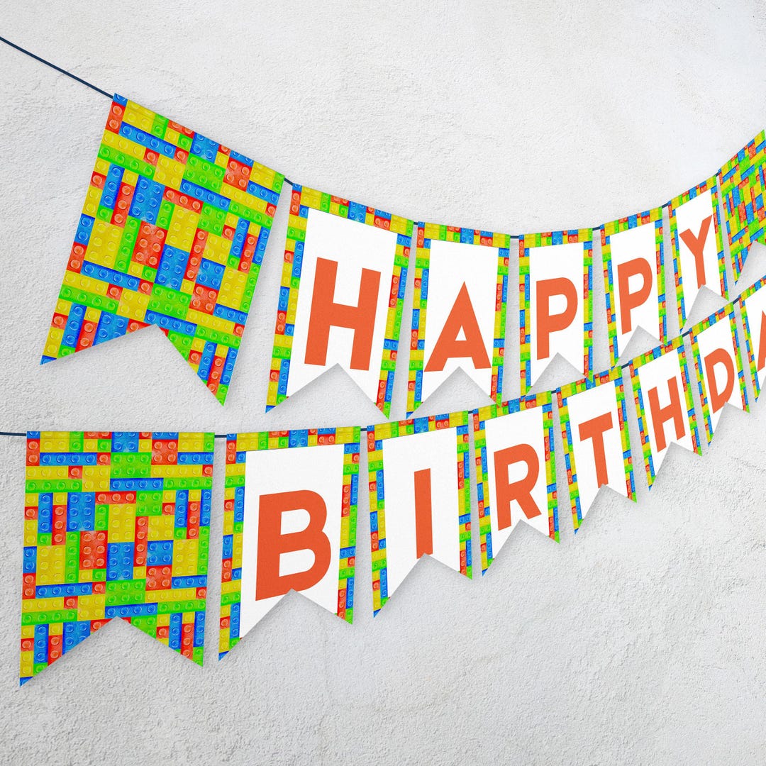 Editable Building Blocks Birthday Party Building Bricks Kids Birthday ...