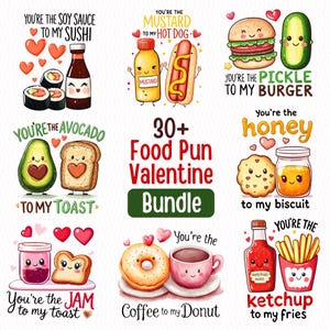 Funny Food Pun Valentine PNG Bundle, Cute Couple Sublimation, Corny ...