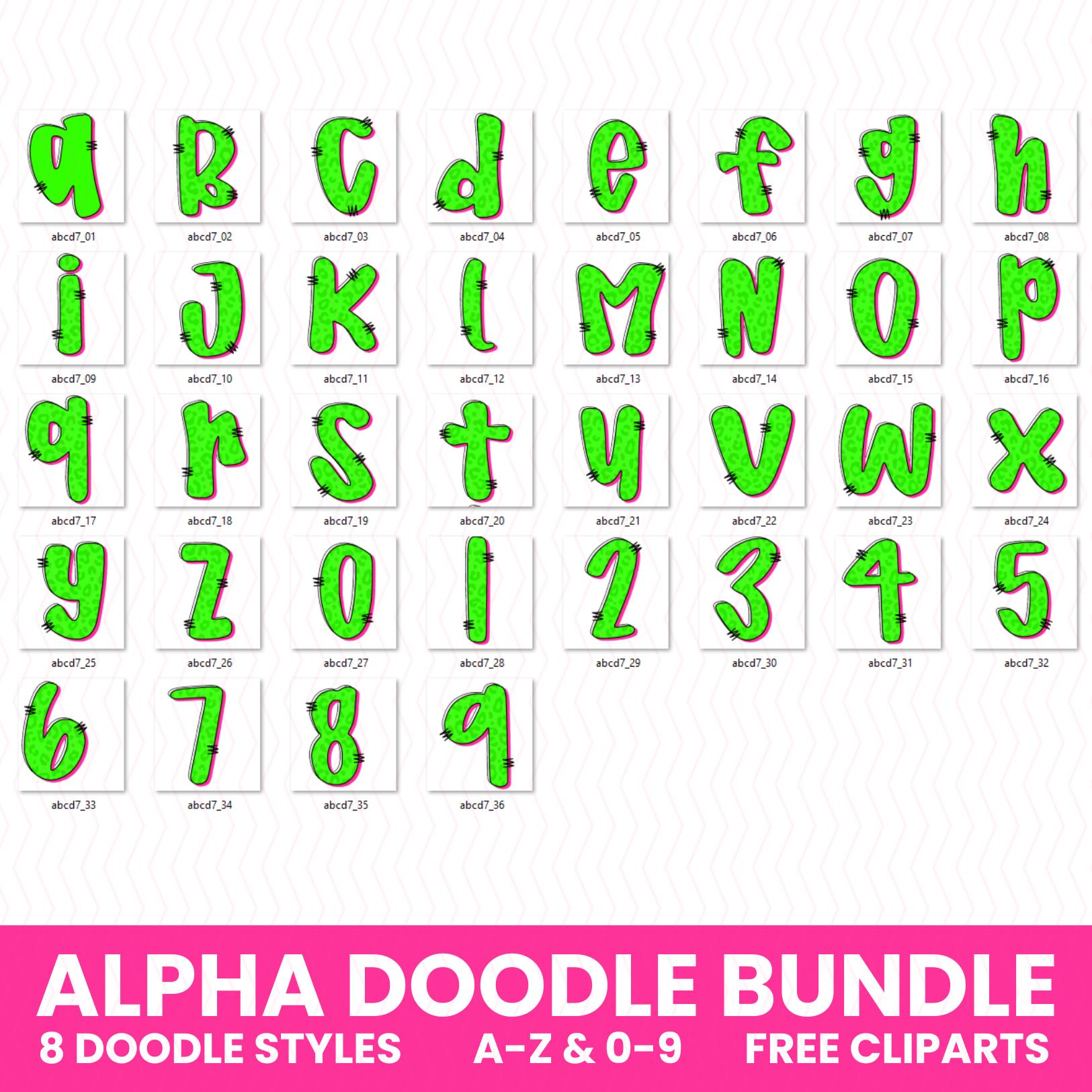 Vibrant Preppy Alphabet Letters Bundle | Doodle Alpha Font Letter and ...
