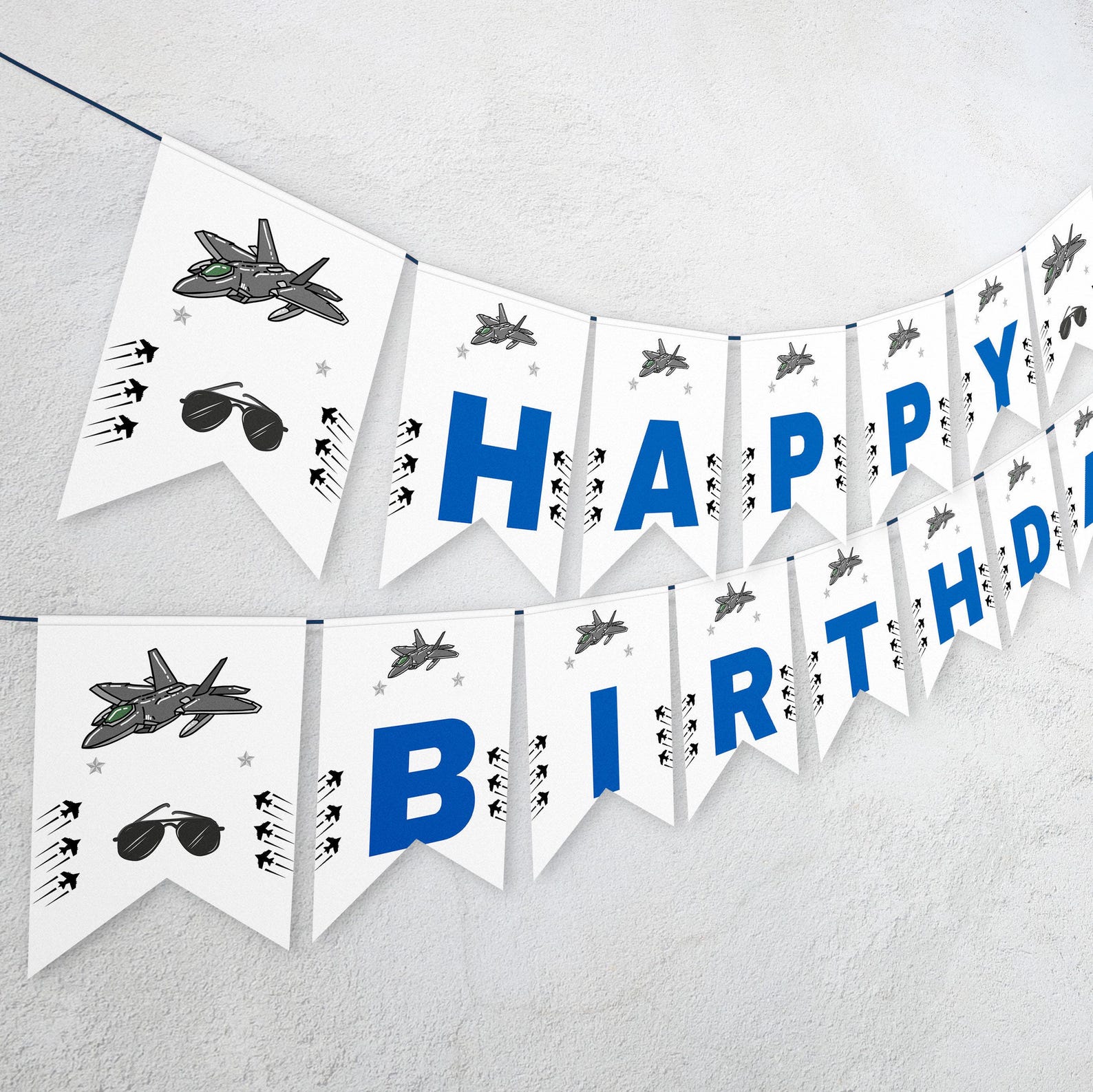 Editable Fighter Pilot Birthday Banner, Fighter Jet Pilot Boy Military ...