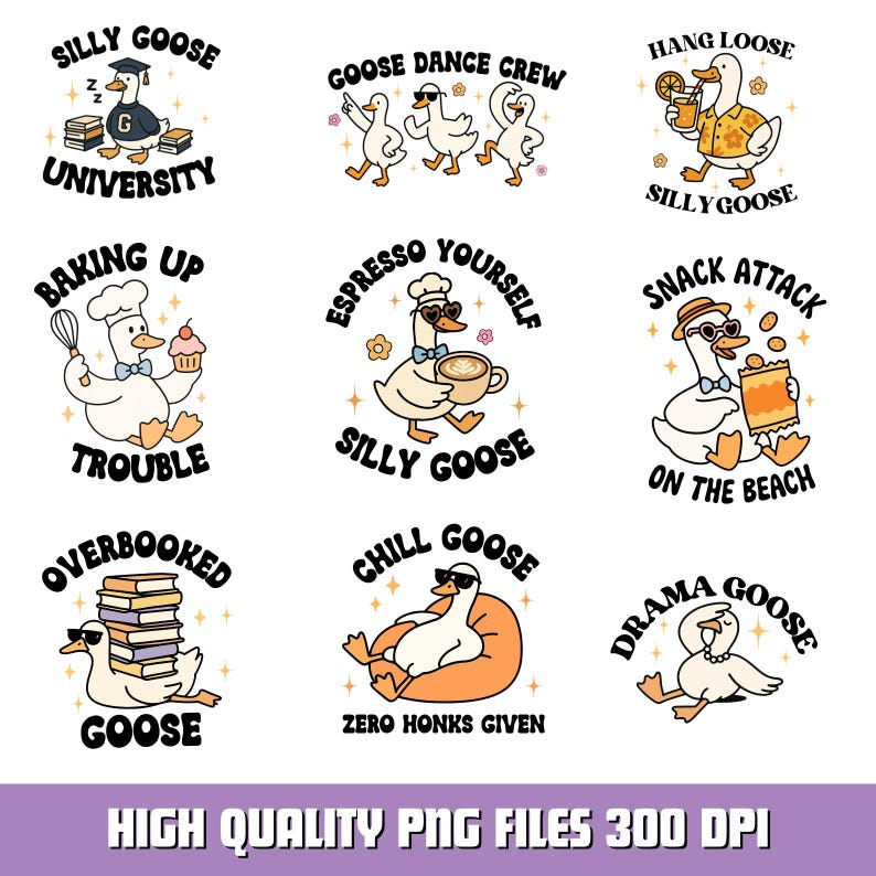 Funny Goose Svg PNG Bundle, Snarky Goose Retro Humor SVG, Sassy Silly ...